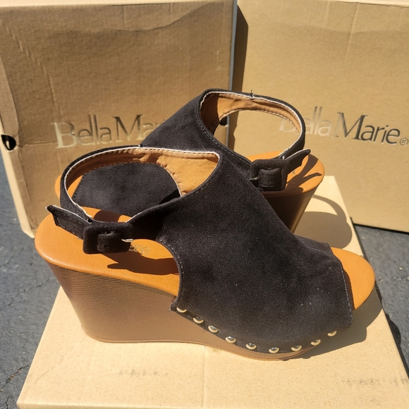 Bella Marie | Shoes | Bella Marie Black Suede Wedges | Poshmark